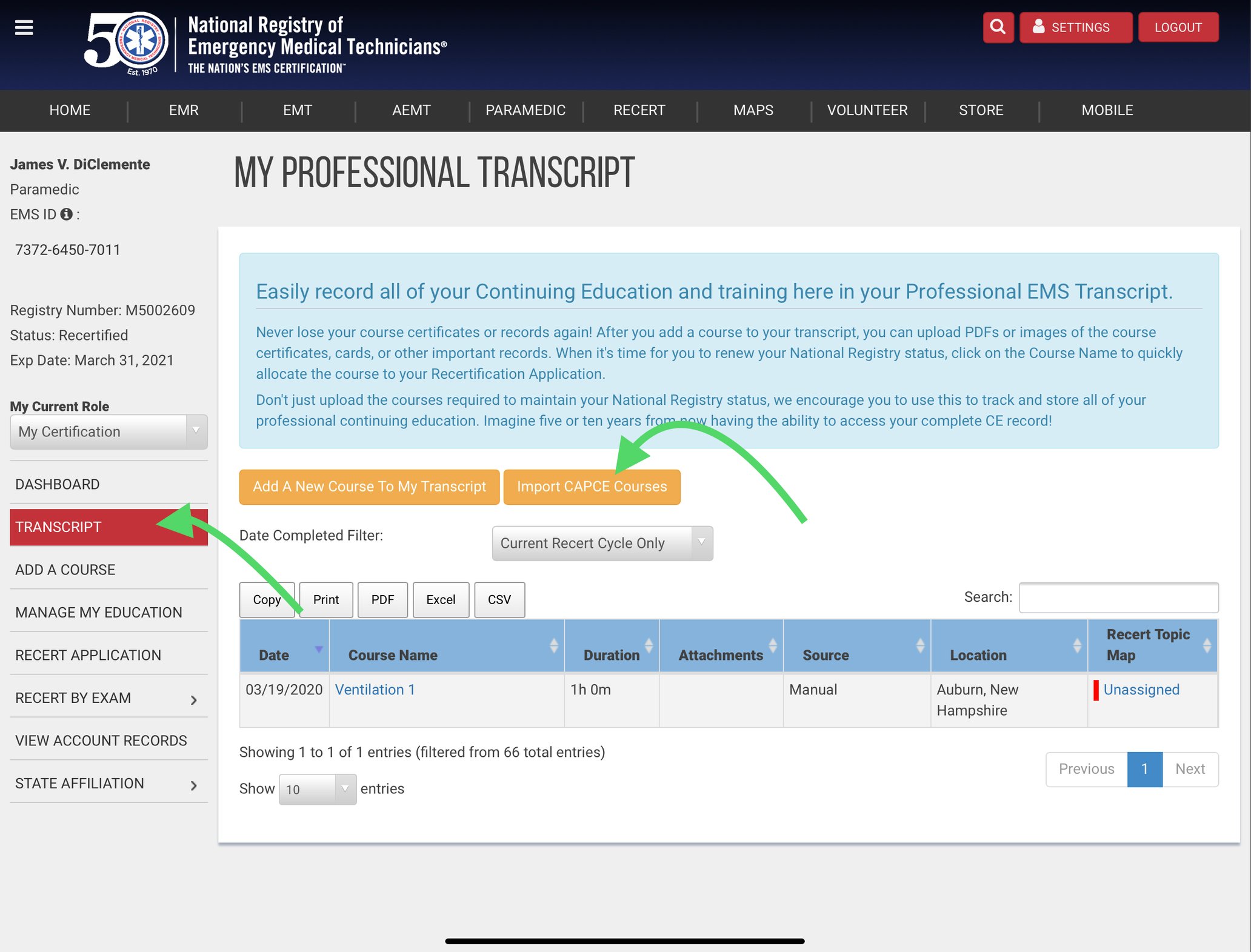 How do I import classes to the NREMT