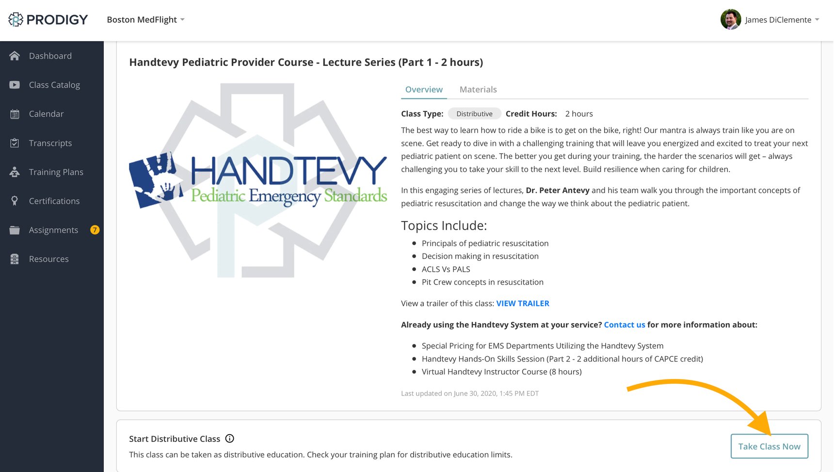 How do I take the Handtevy online class?