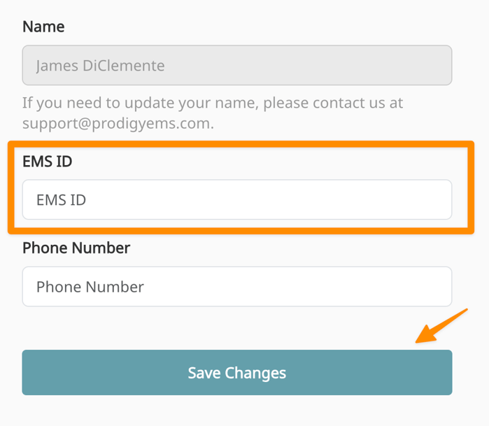 Adding Your EMS ID